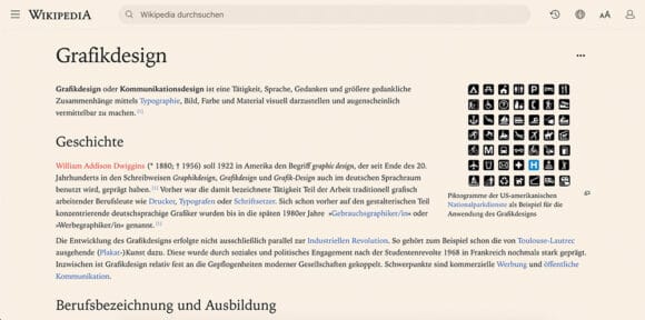 Wissen in schön: Modern for Wikipedia › PAGE online